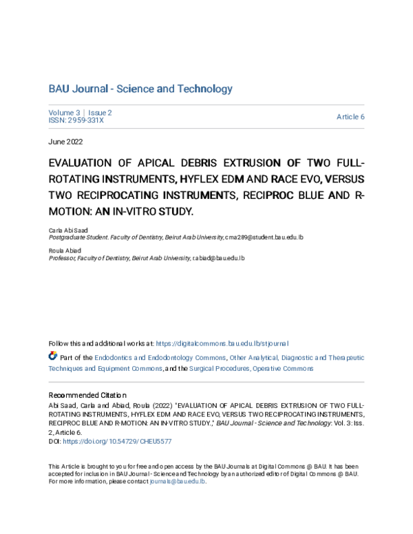 (PDF) Evaluation of Apical Debris Extrusion of Two Full-Rotating ...