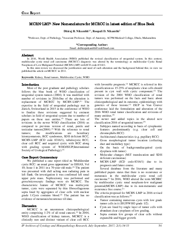 (PDF) MCRN-LMP: New Nomenclature for MCRCC in latest edition of Blue Book