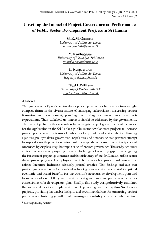 (PDF) Unveiling the Impact of Project Governance on Performance of ...