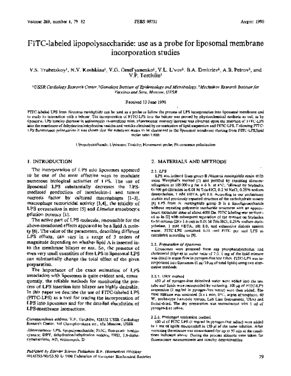 (PDF) FITC-labeled lipopolysaccharide: use as a probe for liposomal ...