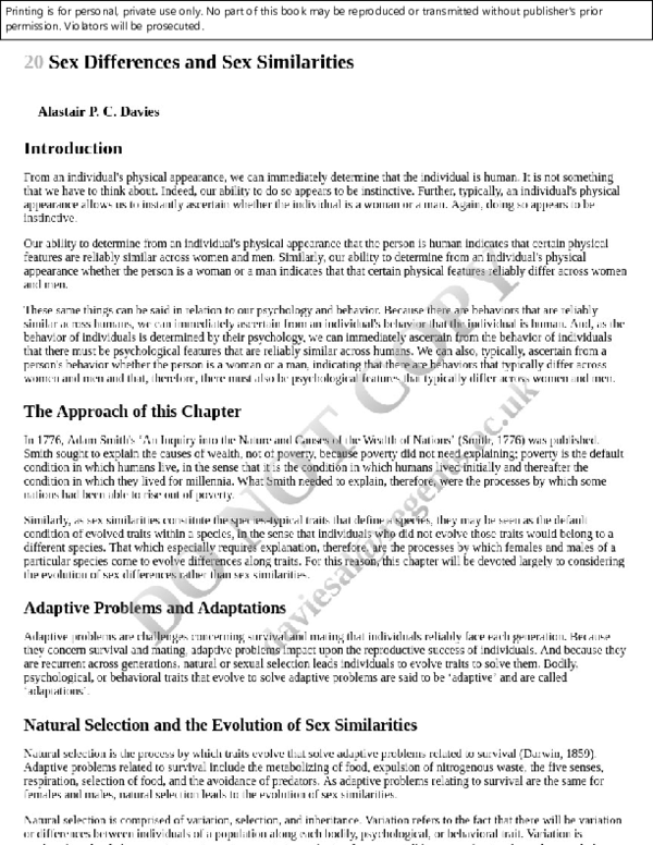 Pdf The Evolution Of Sex Differences And Sex Similarities