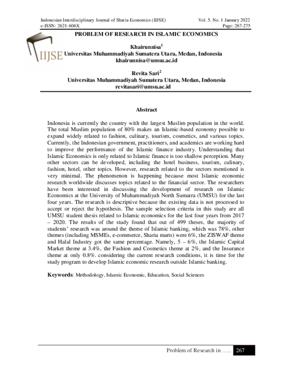 (PDF) Problem of Research in Islamic Economics