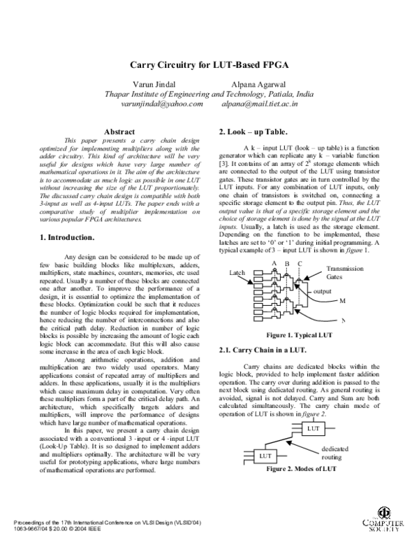 (PDF) Carry circuitry for LUT-based FPGA