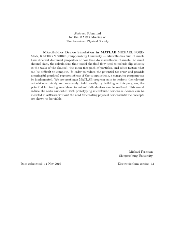 (PDF) Microfluidics Device Simulation in MATLAB | Michael Foreman - Academia.edu