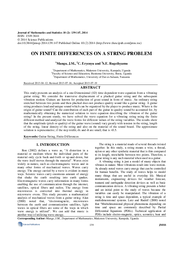 (PDF) On Finite Differences on a String Problem
