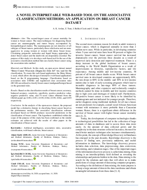 (PDF) A Novel Interpretable Web-Based Tool on the Associative Classification Methods: An ...