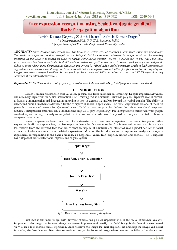 (PDF) Face expression recognition using Scaled-conjugate gradient Back-Propagation algorithm