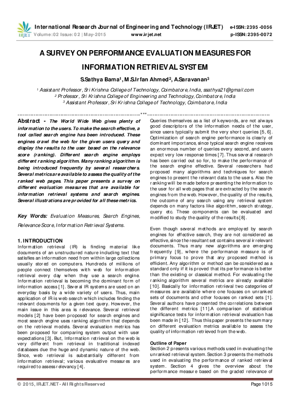 (PDF) A Survey on Performance Evaluation Measures for Information Retrieval System