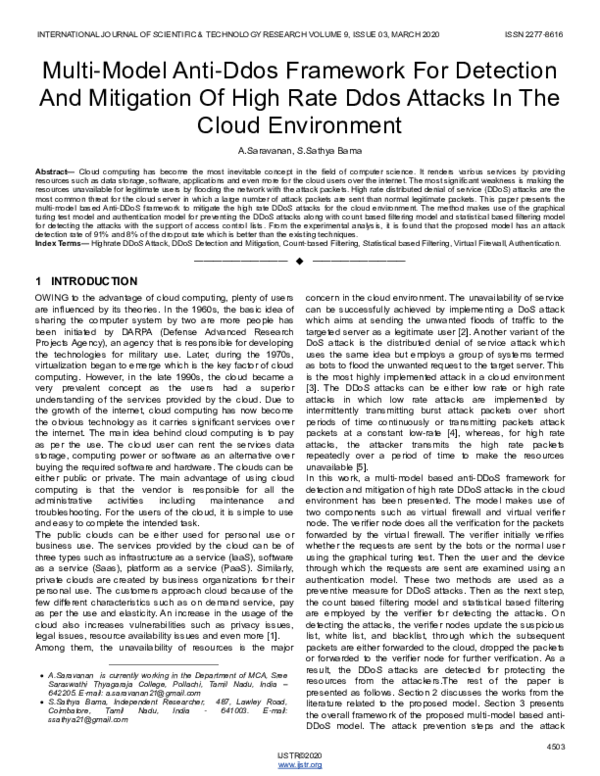 (PDF) Multi-Model Anti-Ddos Framework For Detection And Mitigation Of High Rate Ddos Attacks In ...