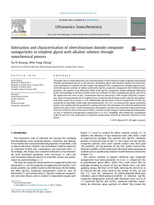 (PDF) Fabrication and characterization of silver/titanium dioxide ...