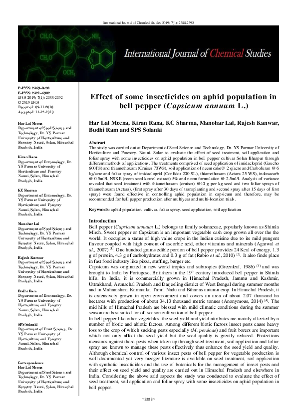 (PDF) Effect of some insecticides on aphid population in bell pepper ...