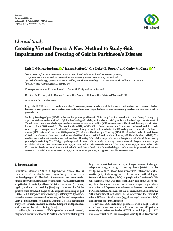 (PDF) Crossing Virtual Doors: A New Method to Study Gait Impairments ...