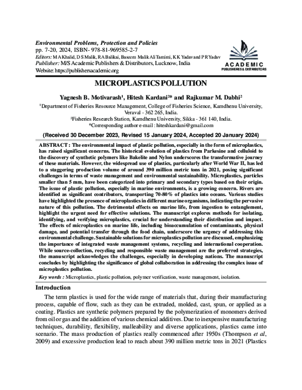 (PDF) MICROPLASTICS POLLUTION