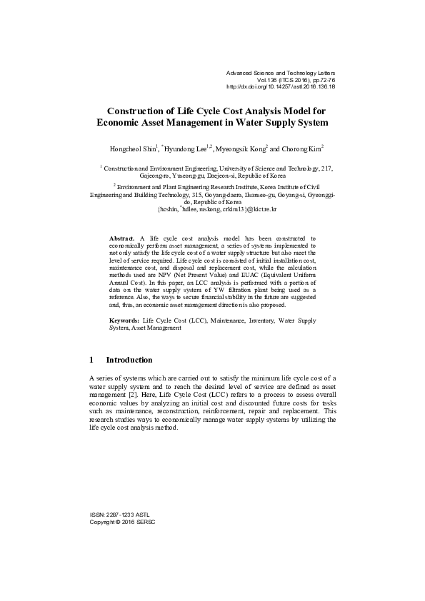 (PDF) Construction of Life Cycle Cost Analysis Model for Economic Asset ...