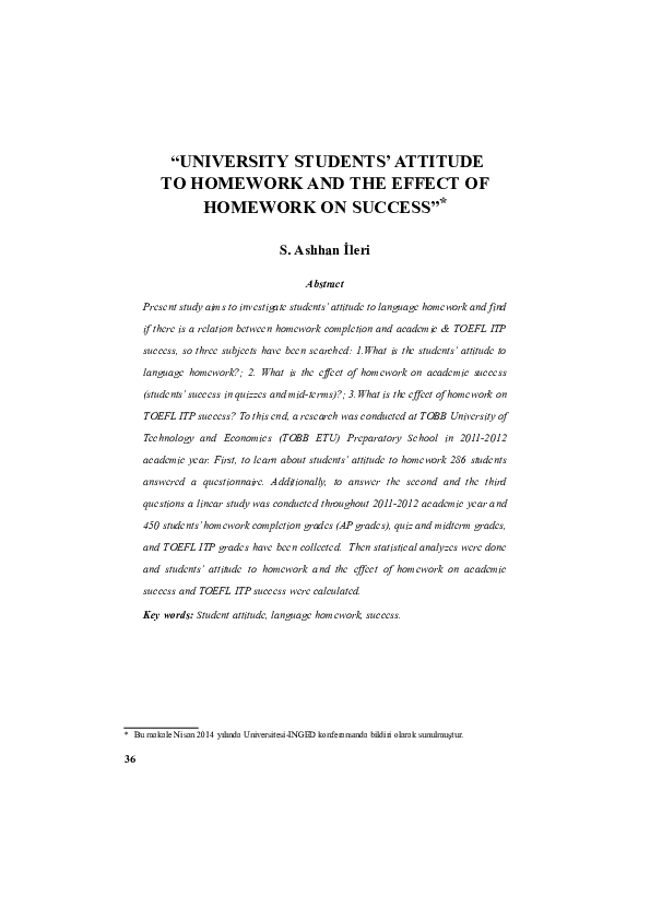 (PDF) “University Students’ Attitude to Homework and the Effect of ...