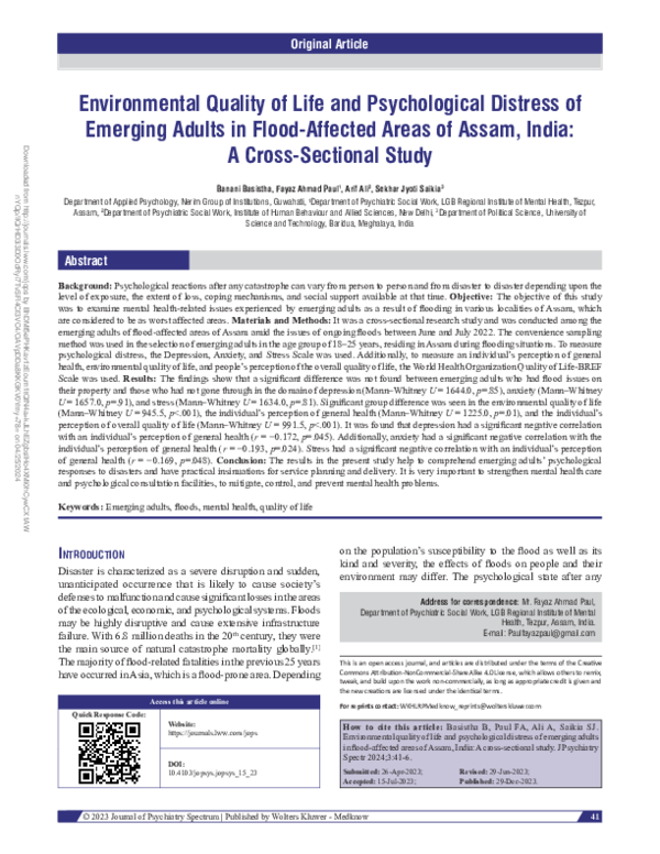 (PDF) Environmental Quality of Life and Psychological Distress of ...