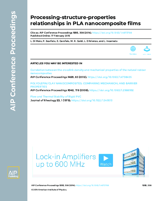 (PDF) Processing-structure-properties relationships in PLA nanocomposite films