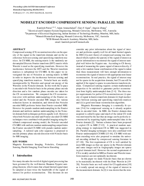 (PDF) Noiselet Encoded Compressive Sensing Parallel MRI | Jingxin Zhang ...