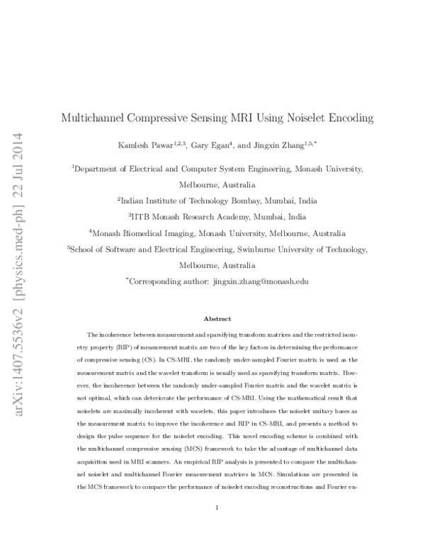 (PDF) Multichannel Compressive Sensing MRI Using Noiselet Encoding | Jingxin Zhang - Academia.edu