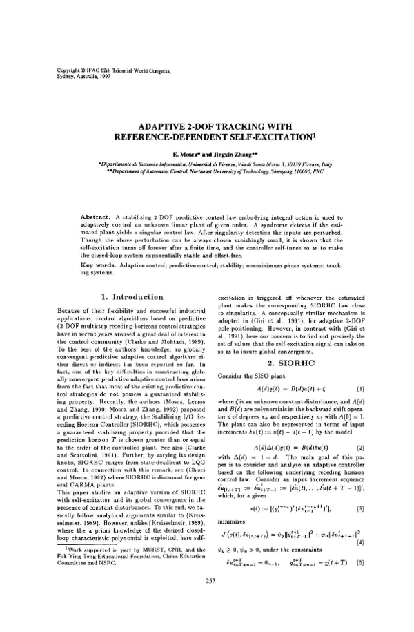 (PDF) Adaptive 2-DOF Tracking with Reference-Dependent Self-Excitation