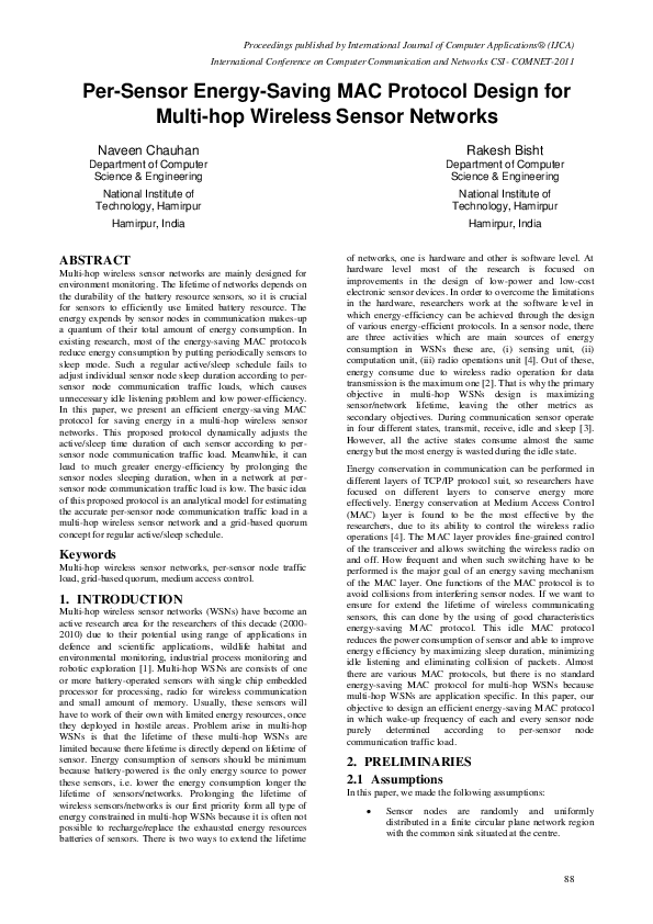 (PDF) Per-Sensor Energy-Saving MAC Protocol Design for Multi-hop ...