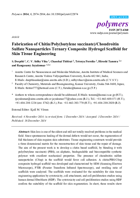 (PDF) Fabrication of Chitin/Poly(butylene succinate)/Chondroitin ...