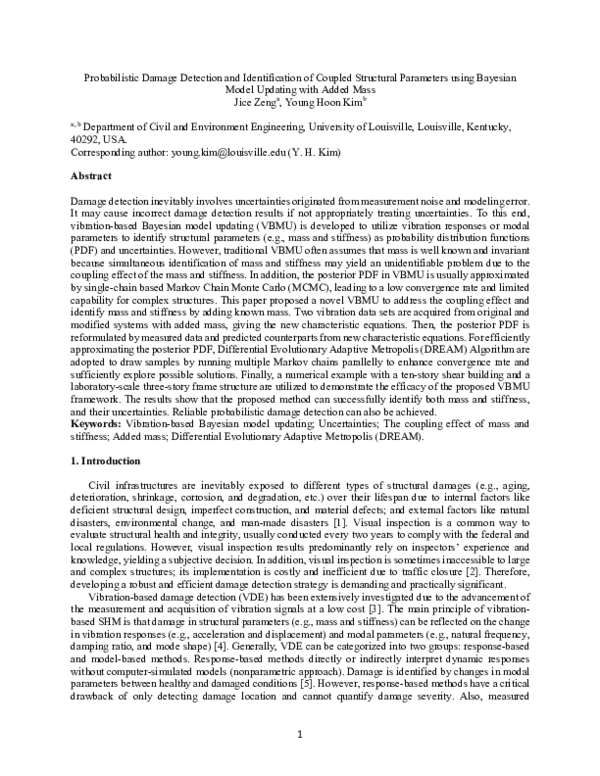 (PDF) Probabilistic damage detection and identification of coupled structural parameters using ...