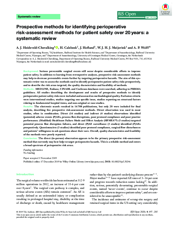 (PDF) Prospective methods for identifying perioperative risk-assessment ...