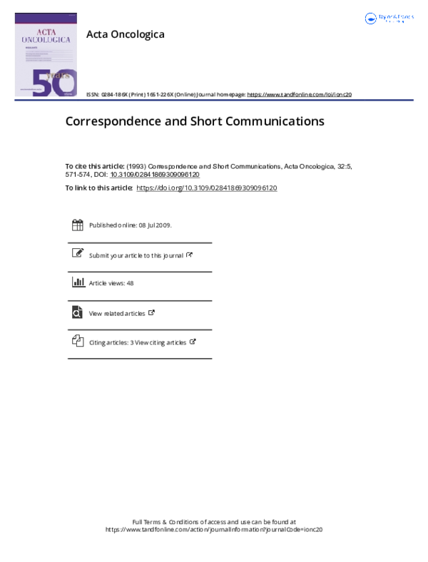 (PDF) Correspondence and Short Communications