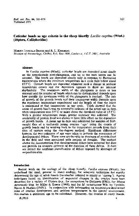 (PDF) Cuticular bands as age criteria in the sheep blowfly Lucilia ...