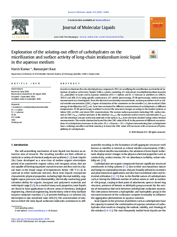 (PDF) Exploration of the soluting-out effect of carbohydrates on the ...