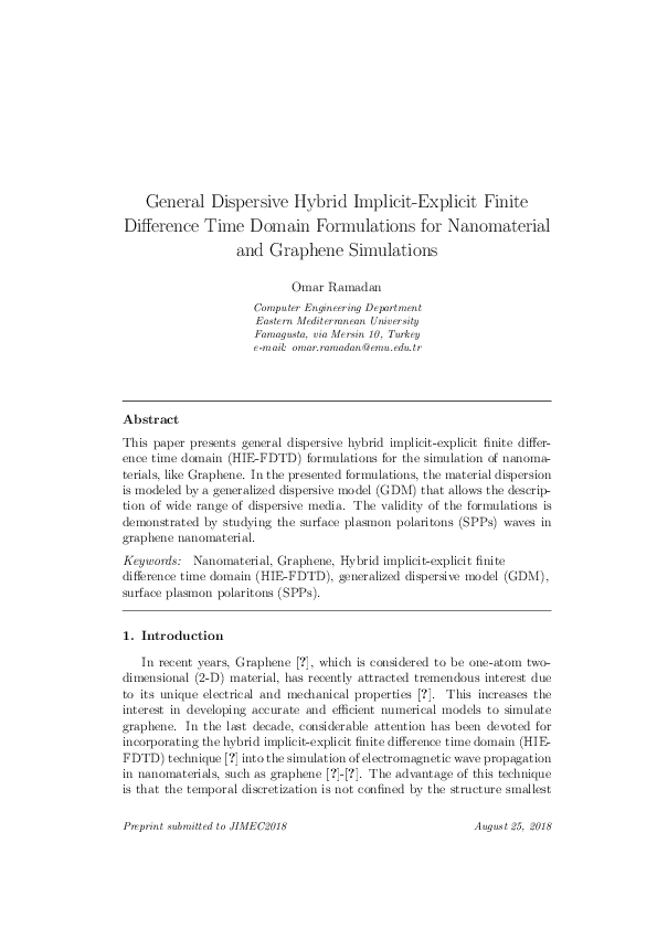 (PDF) General Dispersive Hybrid Implicit-Explicit Finite Difference Time Domain Formulations for ...