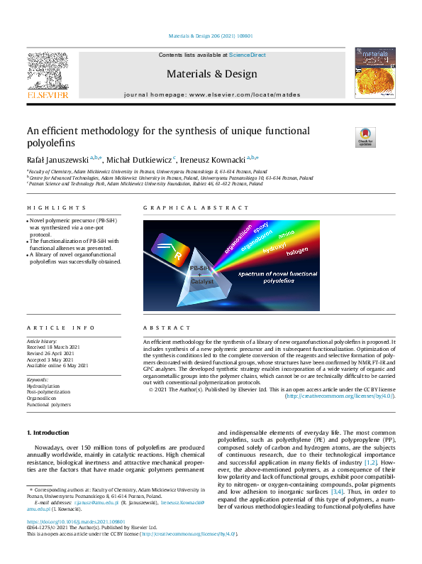 (PDF) An efficient methodology for the synthesis of unique functional ...