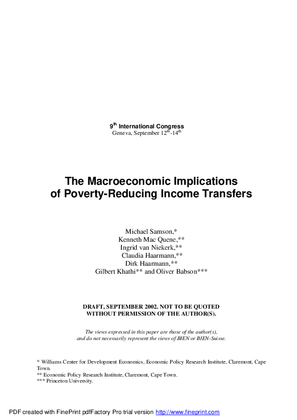 (PDF) The macroeconomic implications of poverty-reducing income transfers