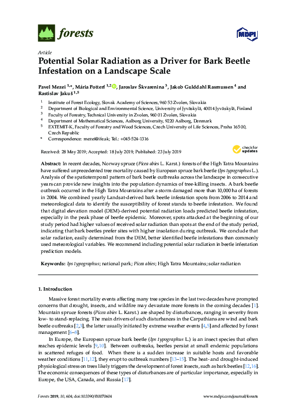 (PDF) Potential Solar Radiation as a Driver for Bark Beetle Infestation ...