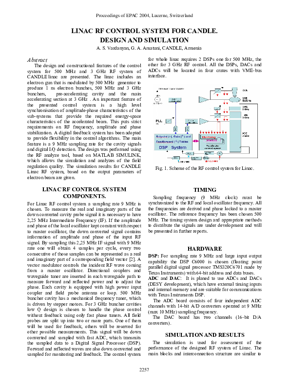 (PDF) Linac RF Control System for Candle. Design and Simulation