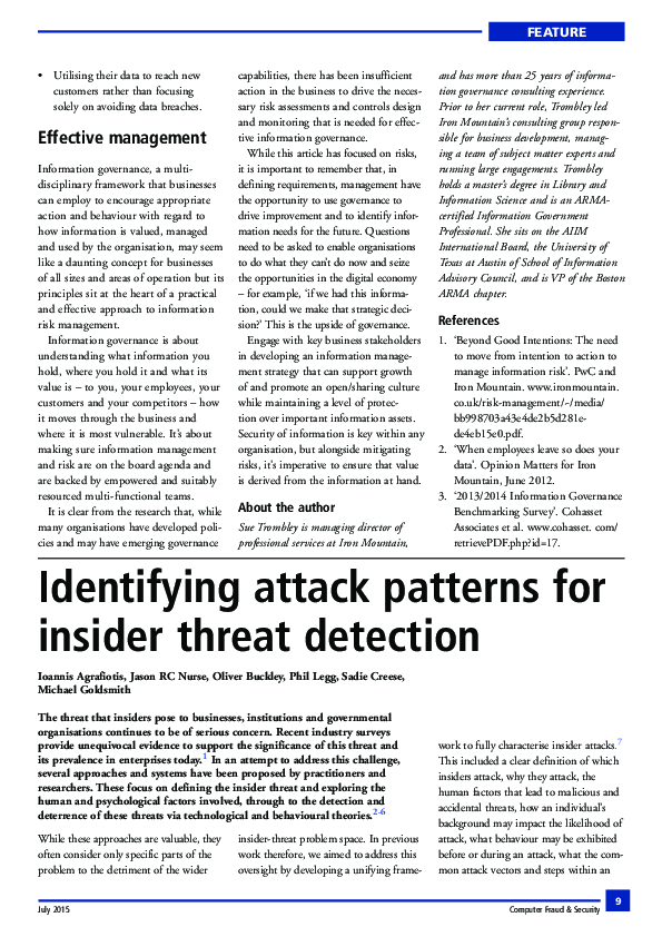 (PDF) Framework for Insider Threat Detection