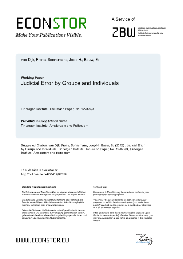 (PDF) Judicial Error by Groups and Individuals