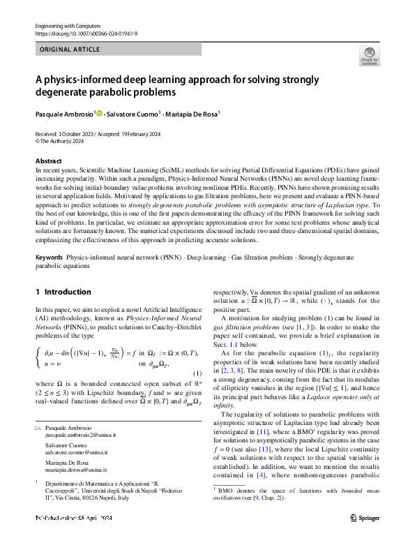 (PDF) A physics-informed deep learning approach for solving strongly degenerate parabolic problems