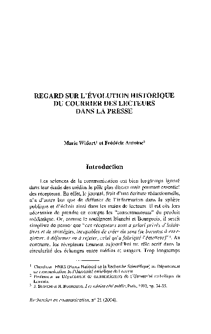 (PDF) Regard sur l'évolution historique du courrier des lecteurs dans ...