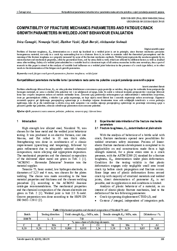 (PDF) Compatibility of Endurance Limit and Fatigue Crack Growth Parameters in Evaluation of Low ...