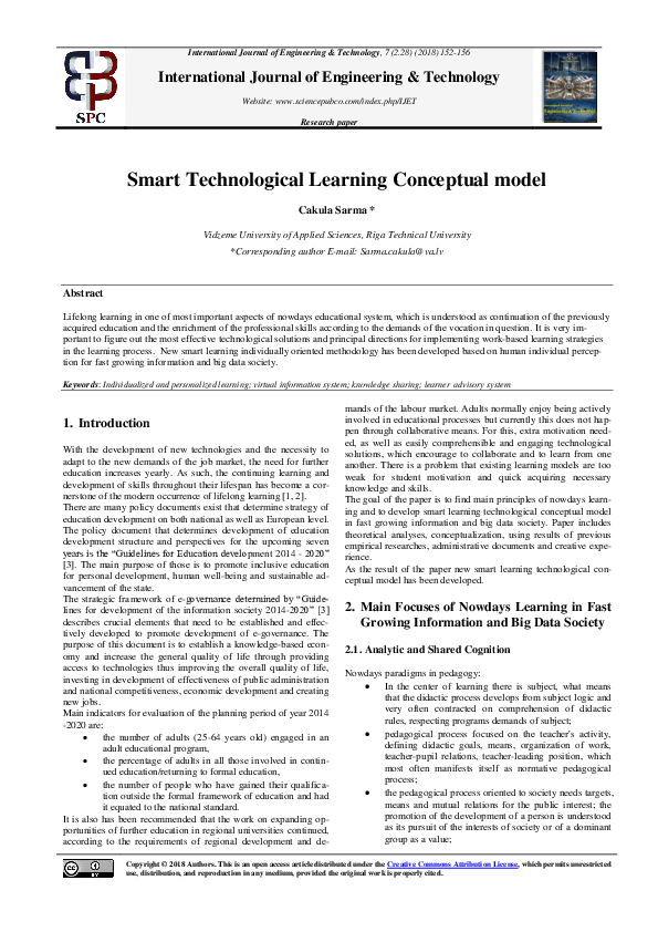 (PDF) Smart Technological Learning Conceptual model
