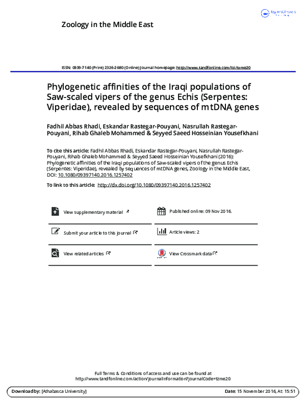 (PDF) Phylogenetic affinities of the Iraqi populations of Saw-scaled ...