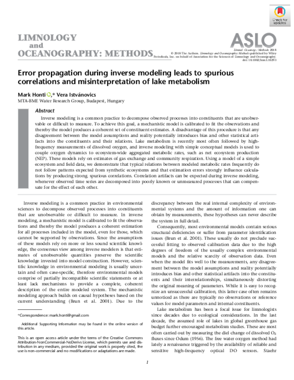 (PDF) Error propagation during inverse modeling leads to spurious correlations and ...
