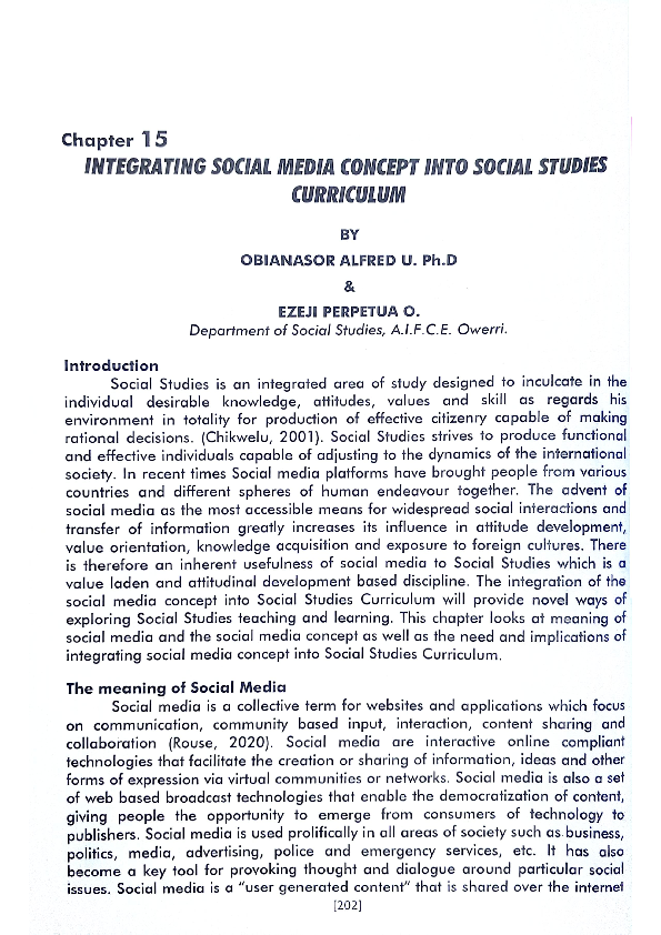 (PDF) INTEGRATING SOCIAL MEDIA CONCEPT INTO SOCIAL STUDIES CURRICULUM