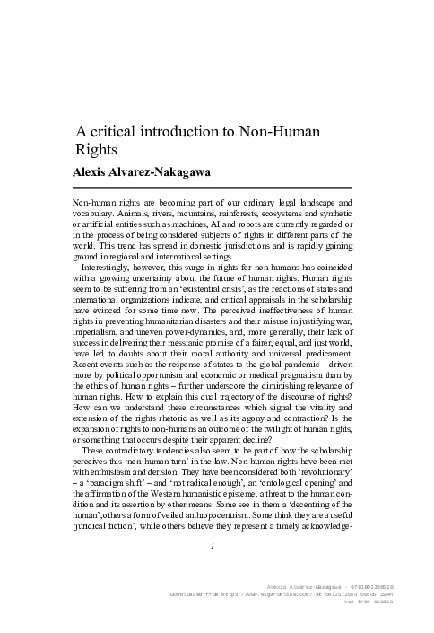(PDF) A Critical Introduction to Non-Human Rights