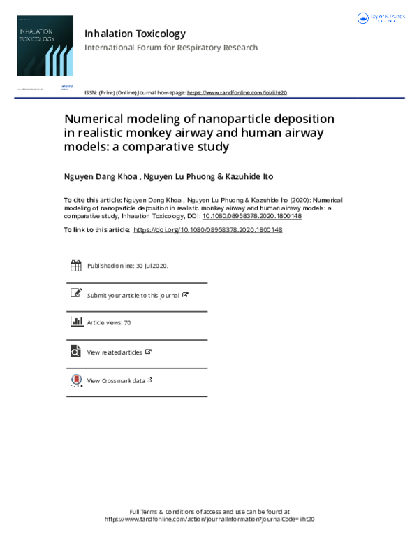 (PDF) Numerical modeling of nanoparticle deposition in realistic monkey airway and human airway ...