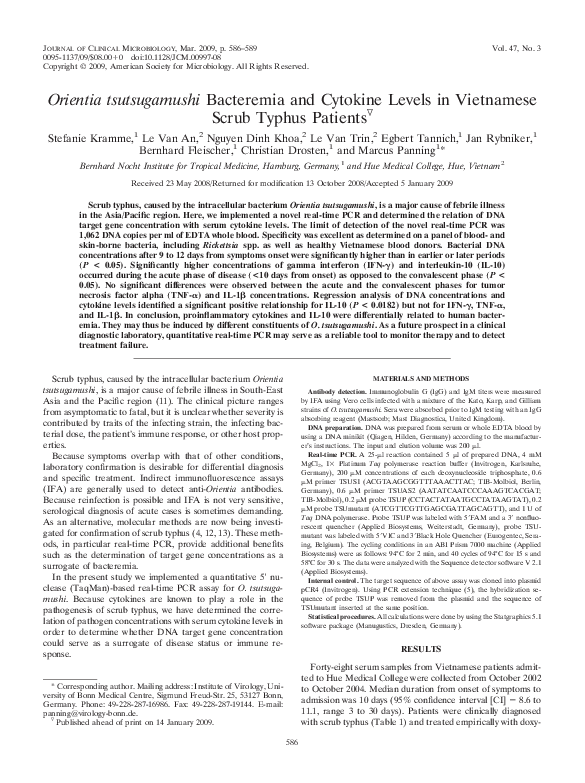 (PDF) Orientia tsutsugamushi Bacteremia and Cytokine Levels in ...