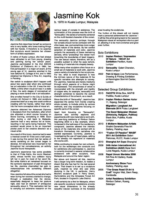 (PDF) Artist Profile: Jasmine Kok (2015)