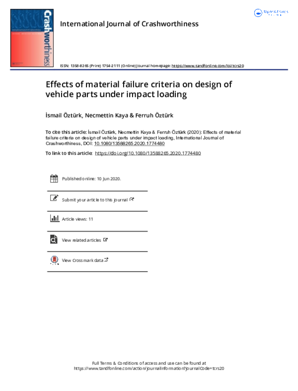 (PDF) Effects of material failure criteria on design of vehicle parts ...